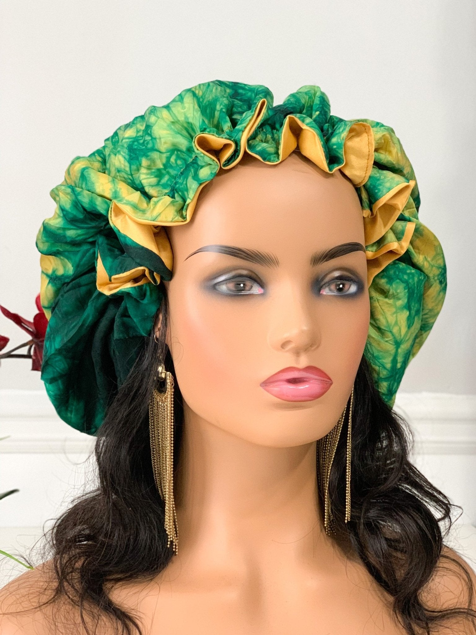 Jumbo Adire Satin Bonnets | Reversible Adjustable Bonnets - Mudvii