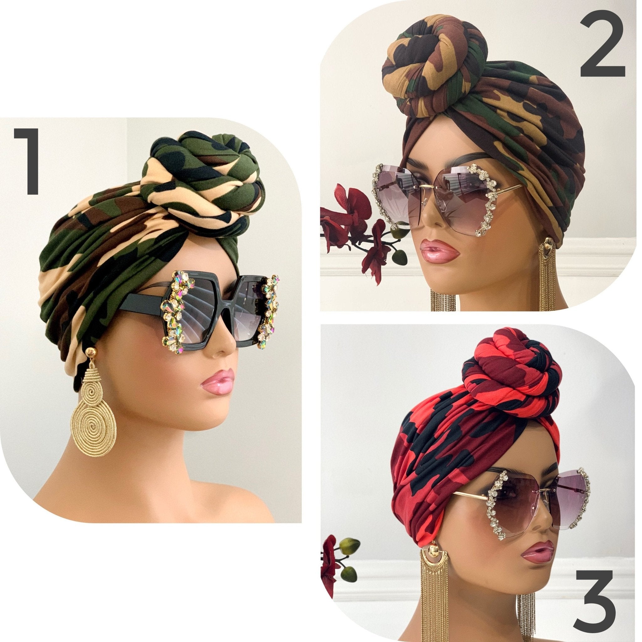 Rumi Camo Pretied Head Wrap | Women’s Turban - Mudvii